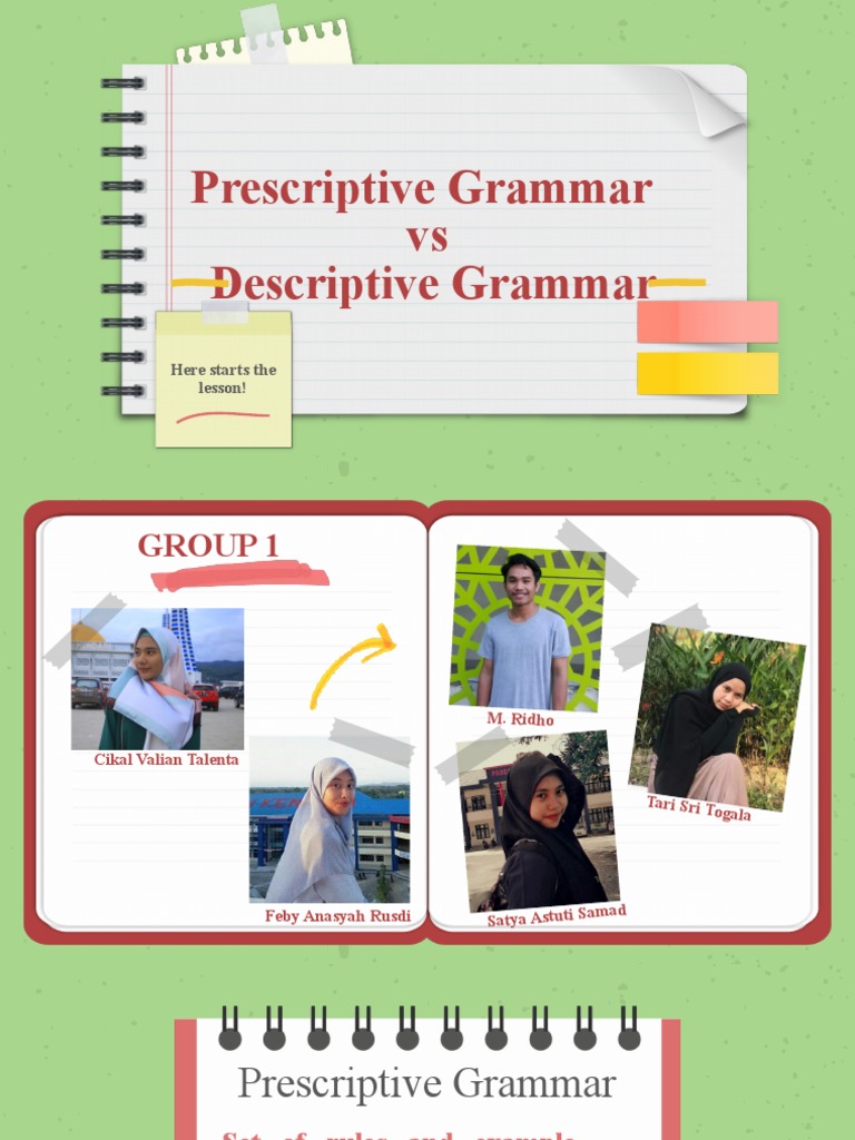 A - Group 1 - Prescriptive Vs Descriptive Grammar | PDF | Grammar ...