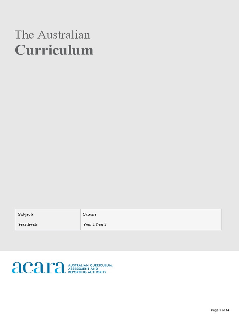 Year 1 Australian Curriculum: Science - Content Descriptions for ...