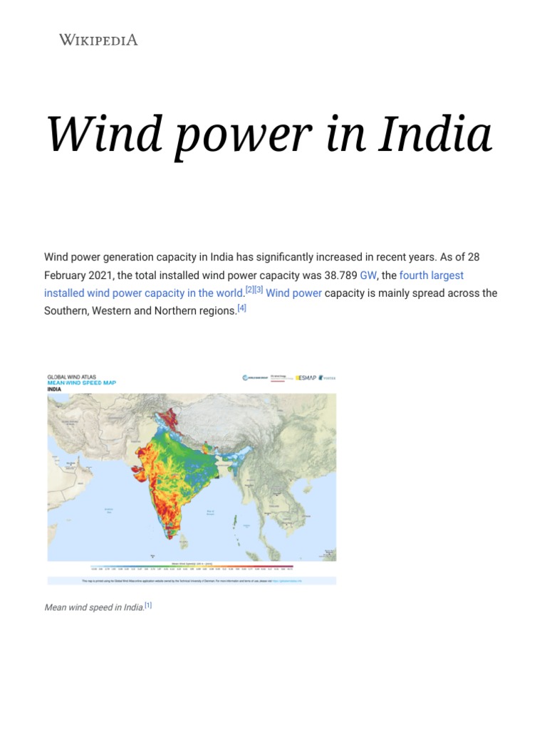 Wind Power in India - Wikipedia | PDF | Renewable Electricity | Wind Power