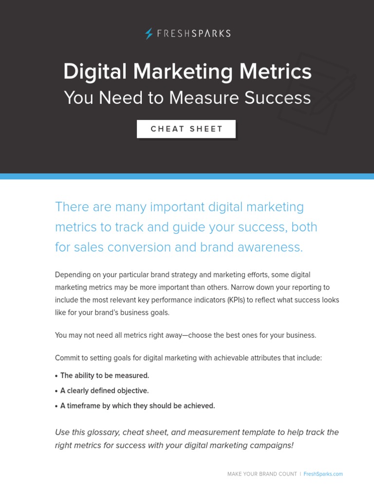 Digital Marketing Metrics Cheat Sheet | PDF | Business