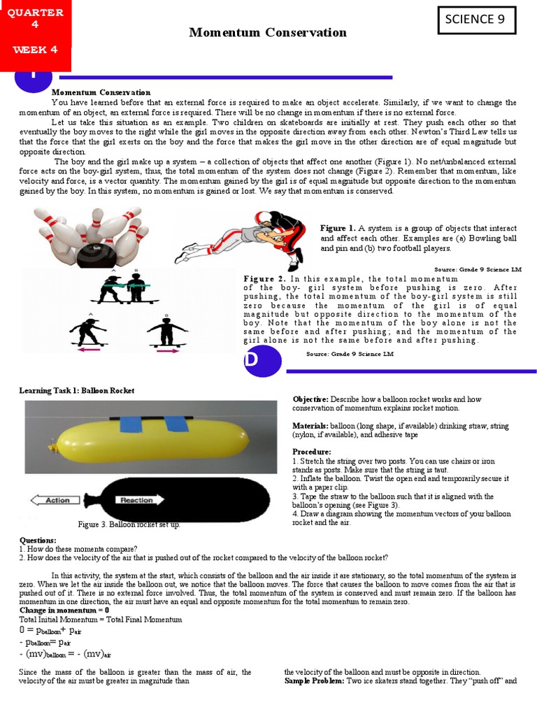 Science 9-Teacher-Made-Module-Quarter 4-Week 4 | PDF | Collision | Momentum