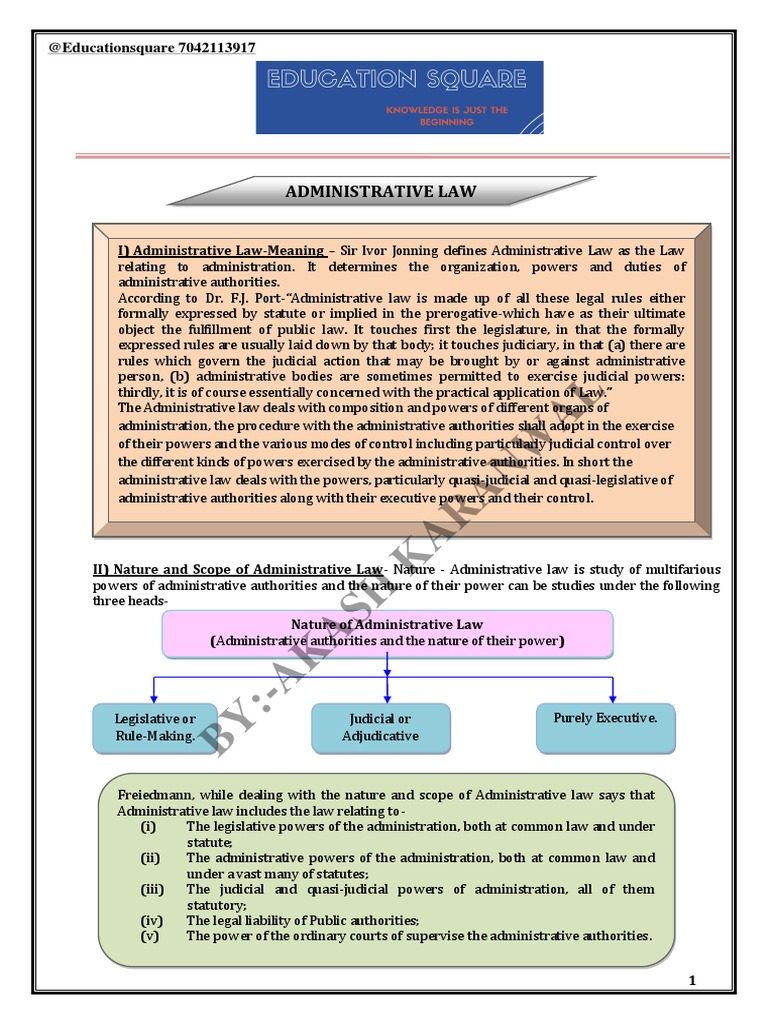 Administrative-Law Notes | PDF | Administrative Law | Separation Of Powers