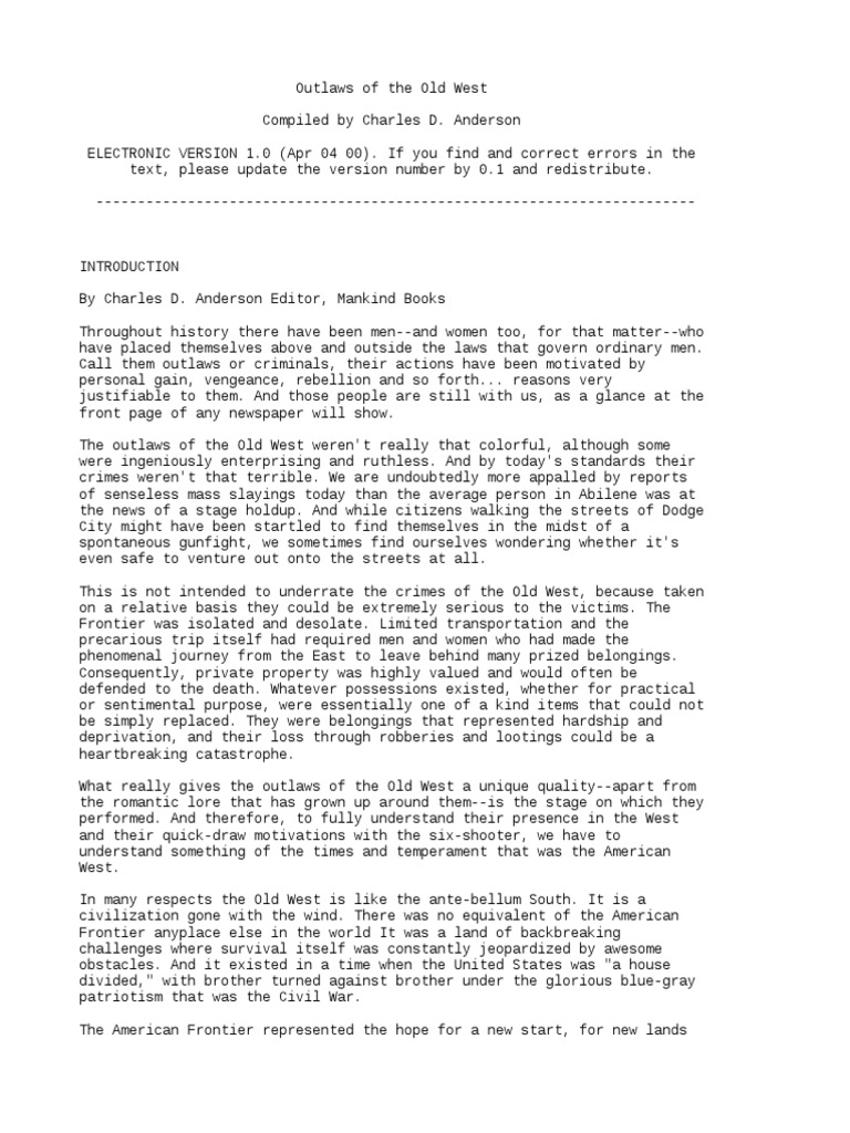 Outlaws of The Old West | PDF | Wyatt Earp | Doc Holliday