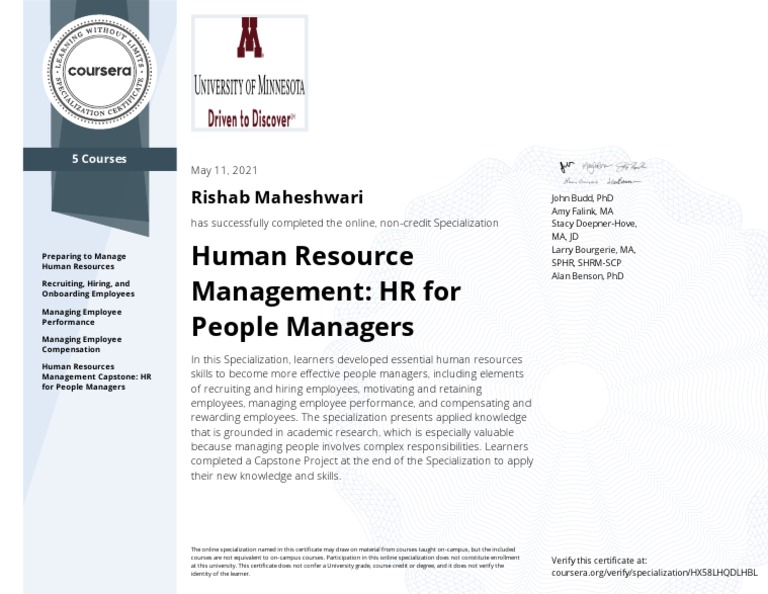 Human Resources Management Capstone HR For People Managers. | PDF ...