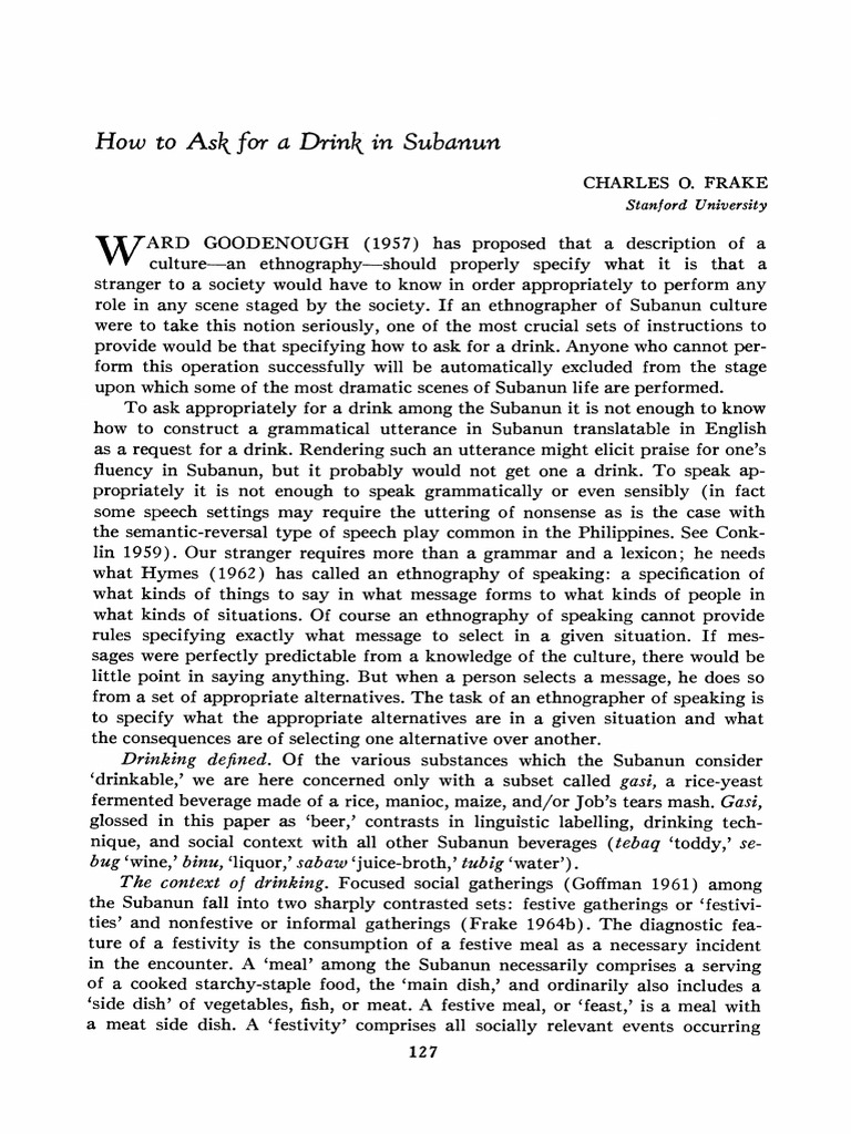 Como Pedir Una Bebida en Subanun How To Ask For A Drink Charles Frake ...