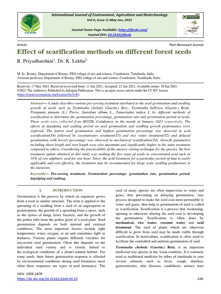 Effect of Scarification Methods On Different Forest Seeds: R ...