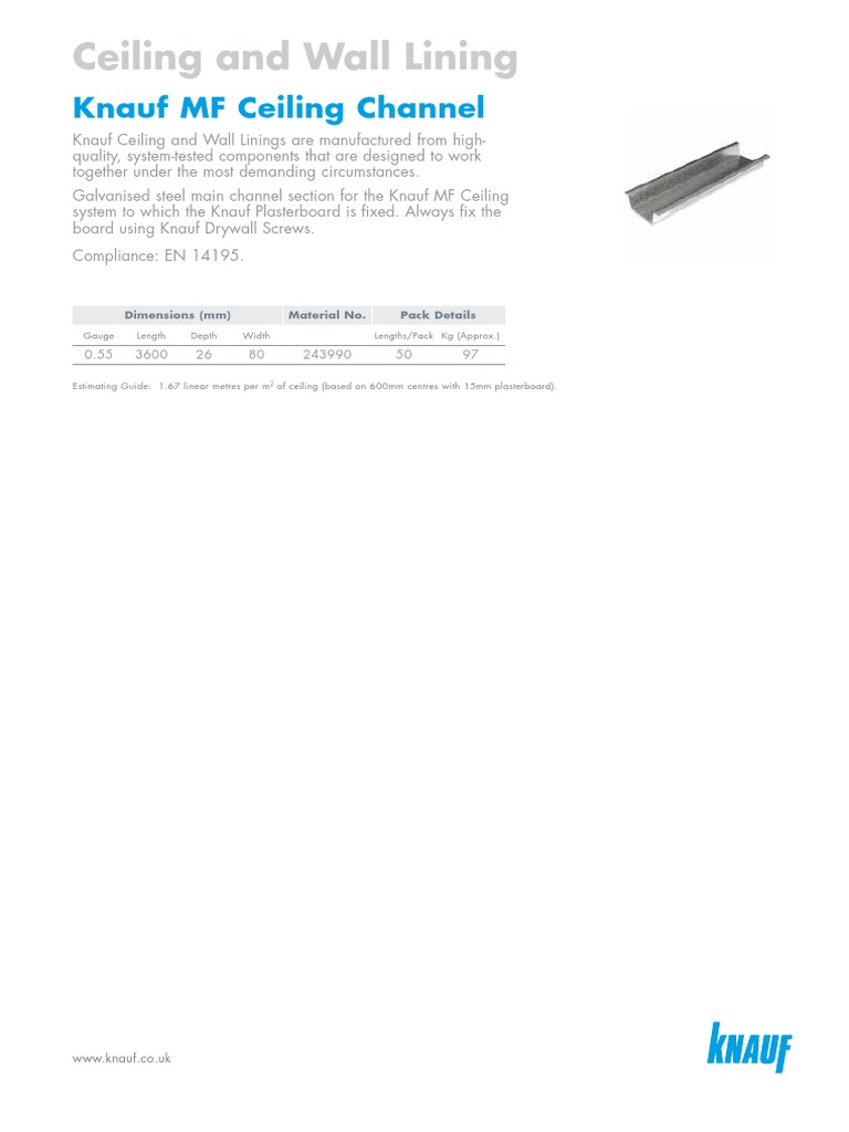 Metal Sections Knauf MF Ceiling Channel-1 | PDF