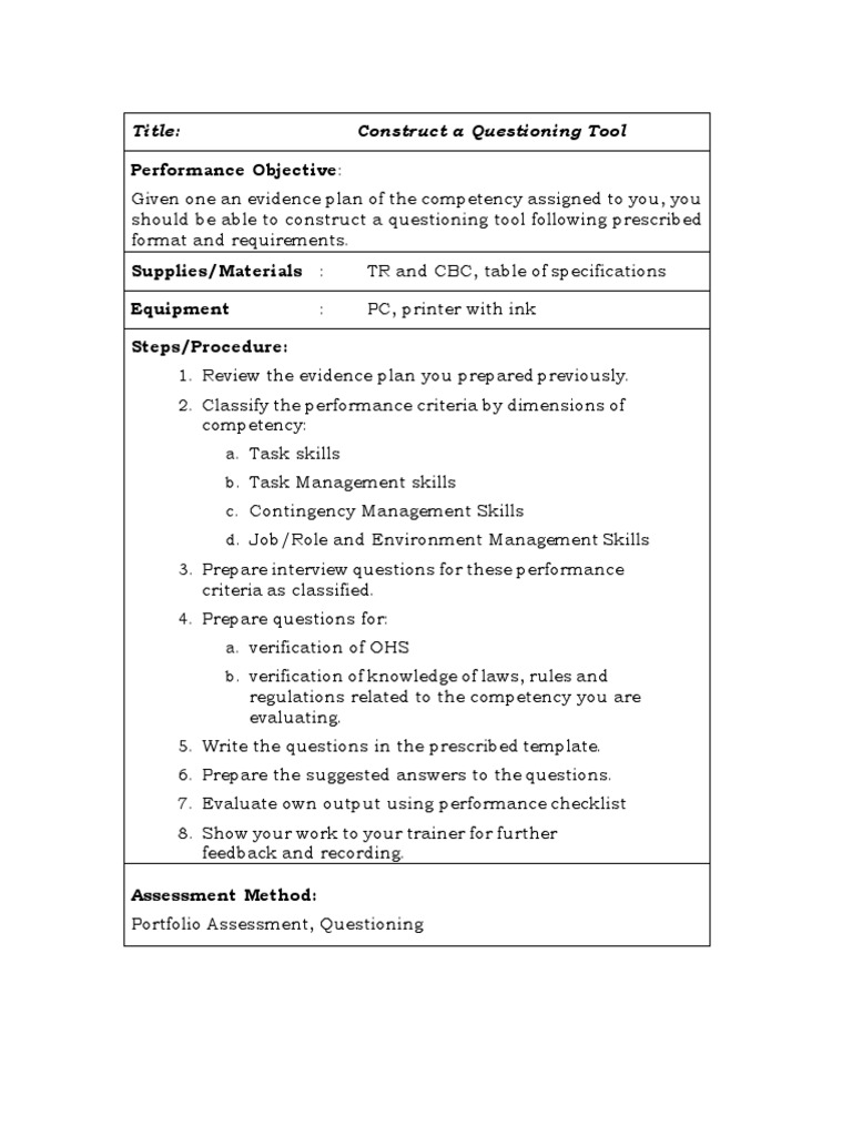Construct A Questioning Tool | PDF