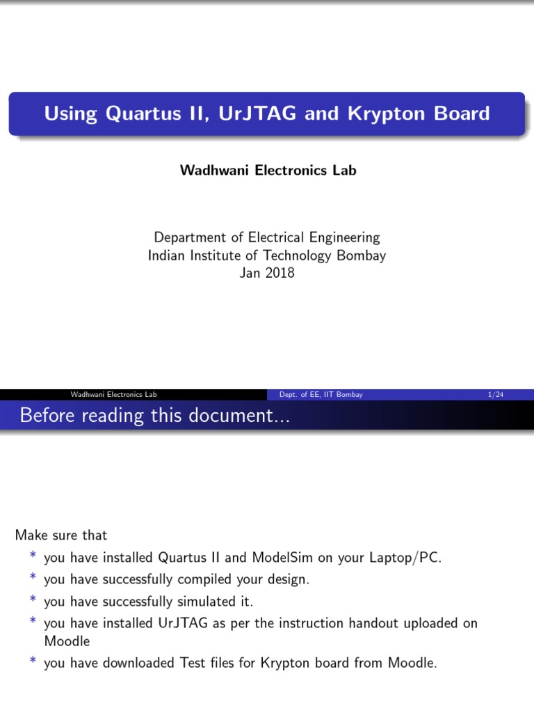 Using Quartus, Krypton and UrJAG | PDF | Input/Output | Switch