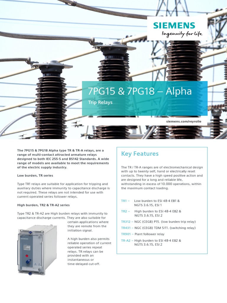7PG15 and 7PG18 TR and TR-A Flyer | PDF | Relay | Electrical Engineering