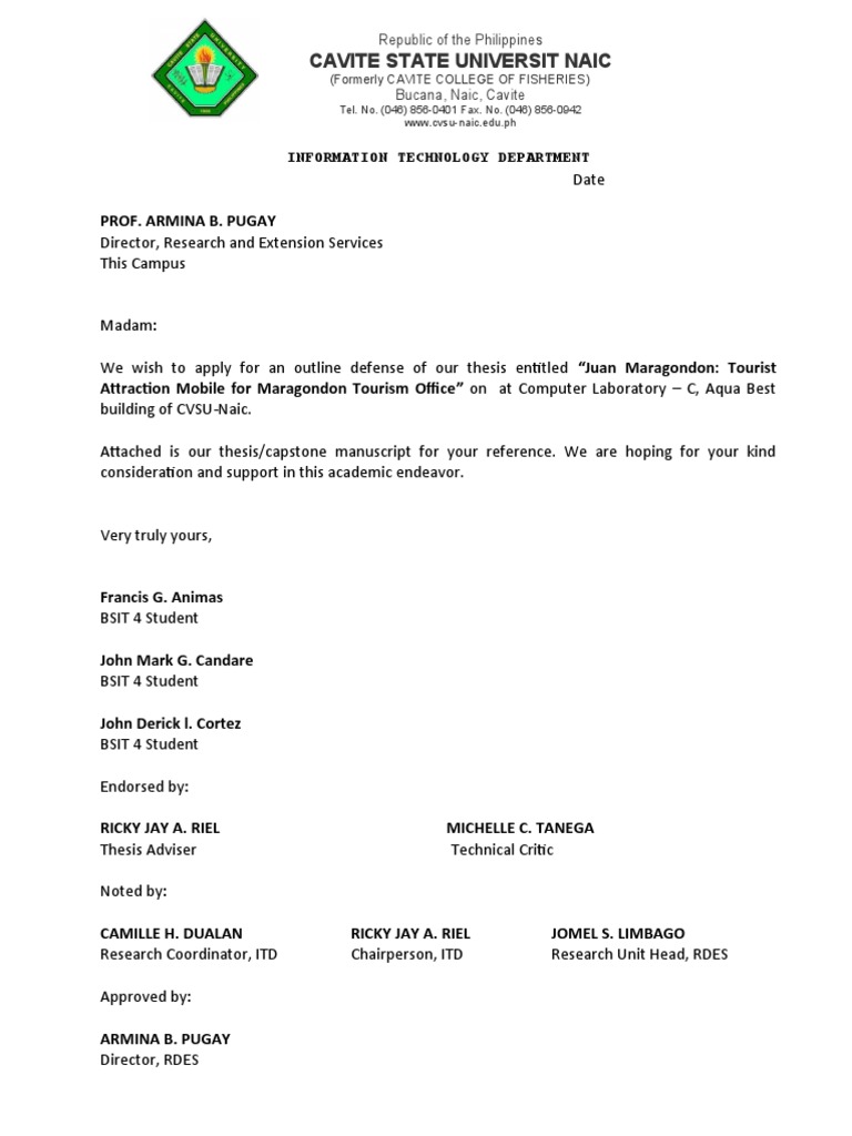 Form 102 Application For Outline Defense Student | PDF