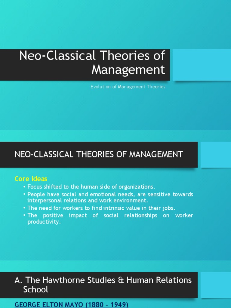 Neo-Classical Management Theories Explained | PDF | Industrial And ...