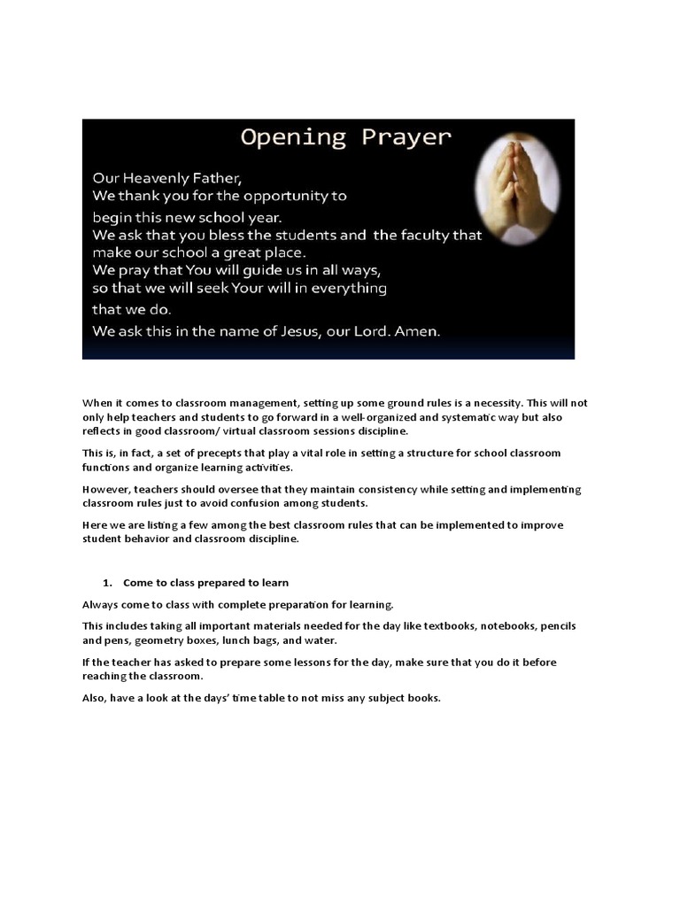 Grade 7 Class, Rules | PDF | Classroom | Bullying
