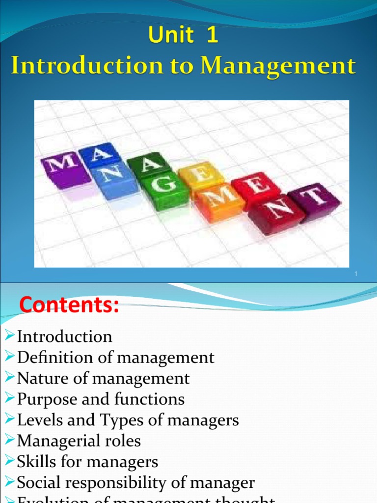 Unit 1 Introduction To Management 2019.Ppt 1 | PDF | Goal | Piece Work