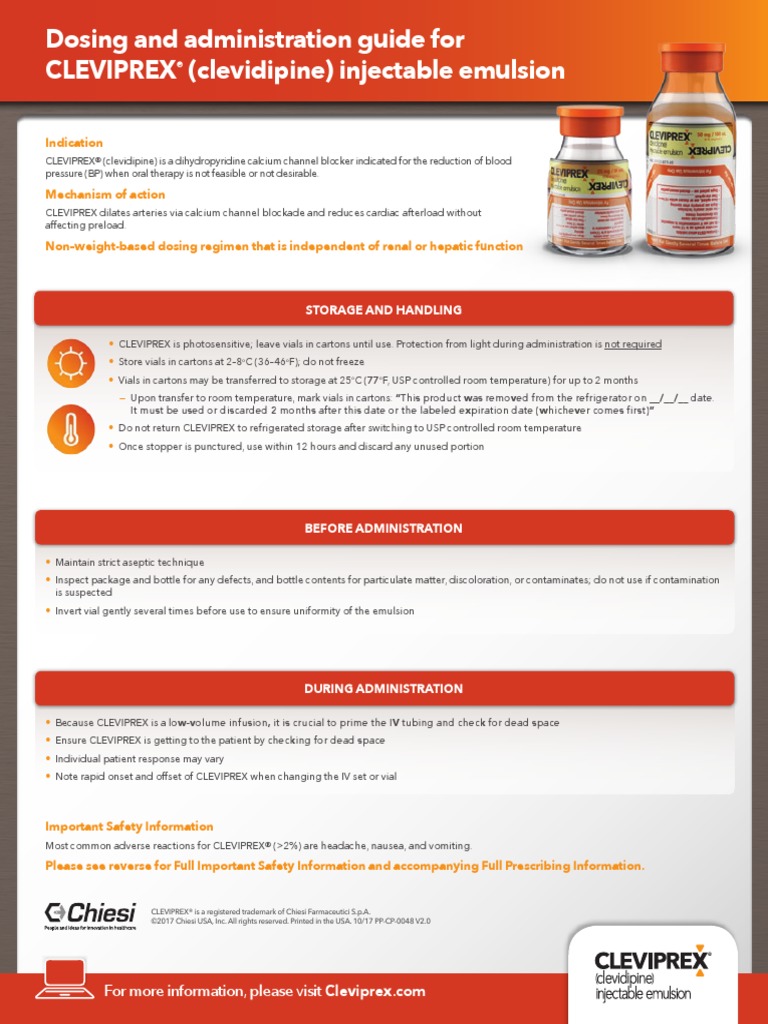 CLEVIPREX Dosing and Administration Fact Sheet | PDF | Drugs | Medicine