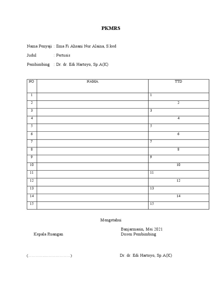 Lembar TTD PKMRS | PDF