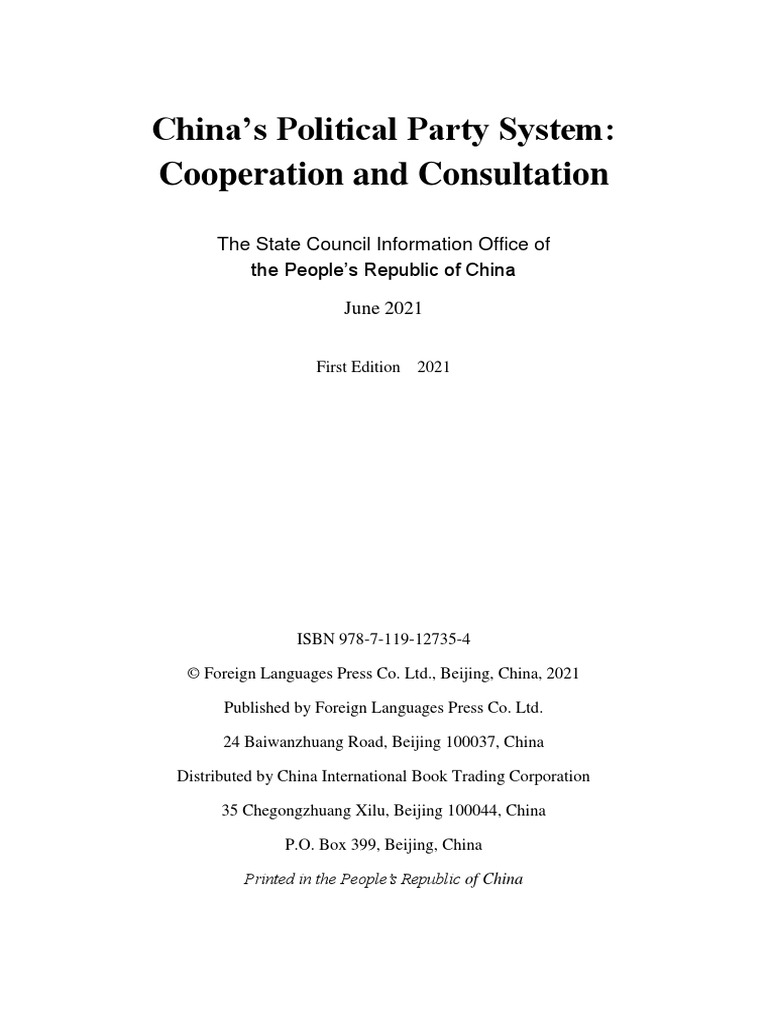 China's Political Party System: Cooperation and Consultation | PDF ...