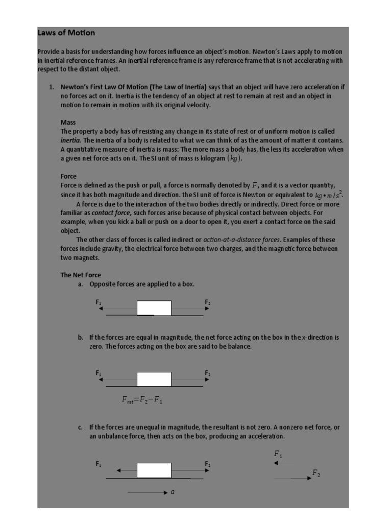 Laws of Motion: Inertia. The Inertia of A Body Is Related To What We ...