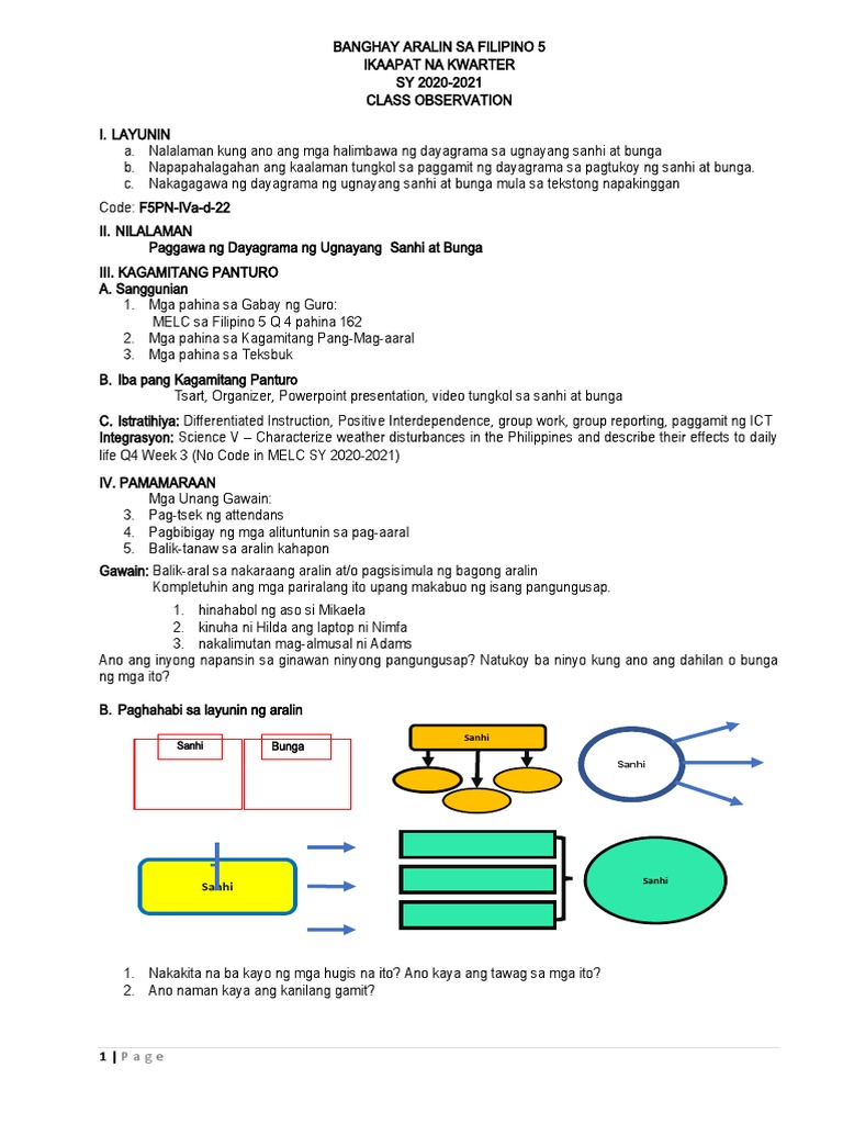 Q4 Filipino 5 LP For Class Observation | PDF