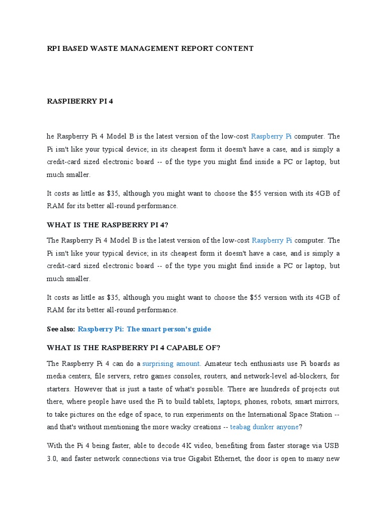 Rpi Based Waste Management | PDF | Ultrasound | Raspberry Pi
