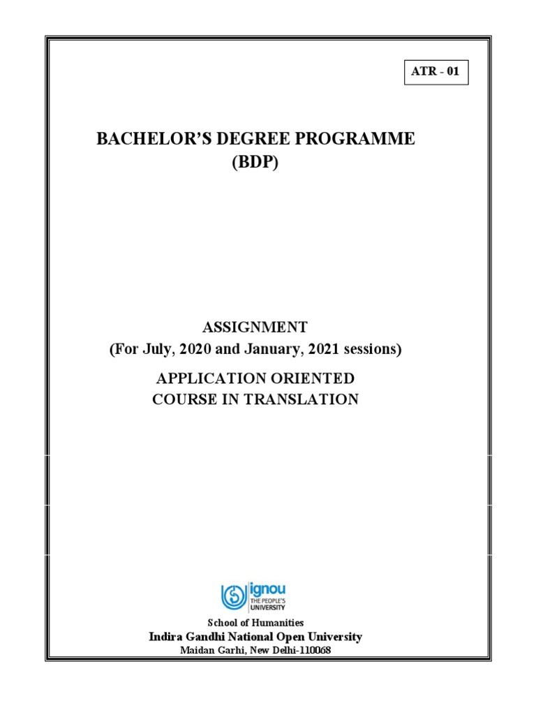 BDP Assignment Covers Translation Theory and Practice | PDF