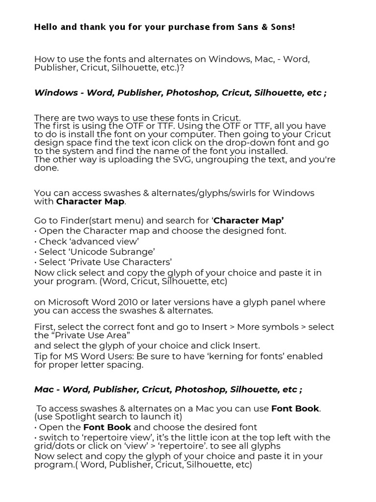 How To Use Fonts | PDF | Microsoft Word | Ios