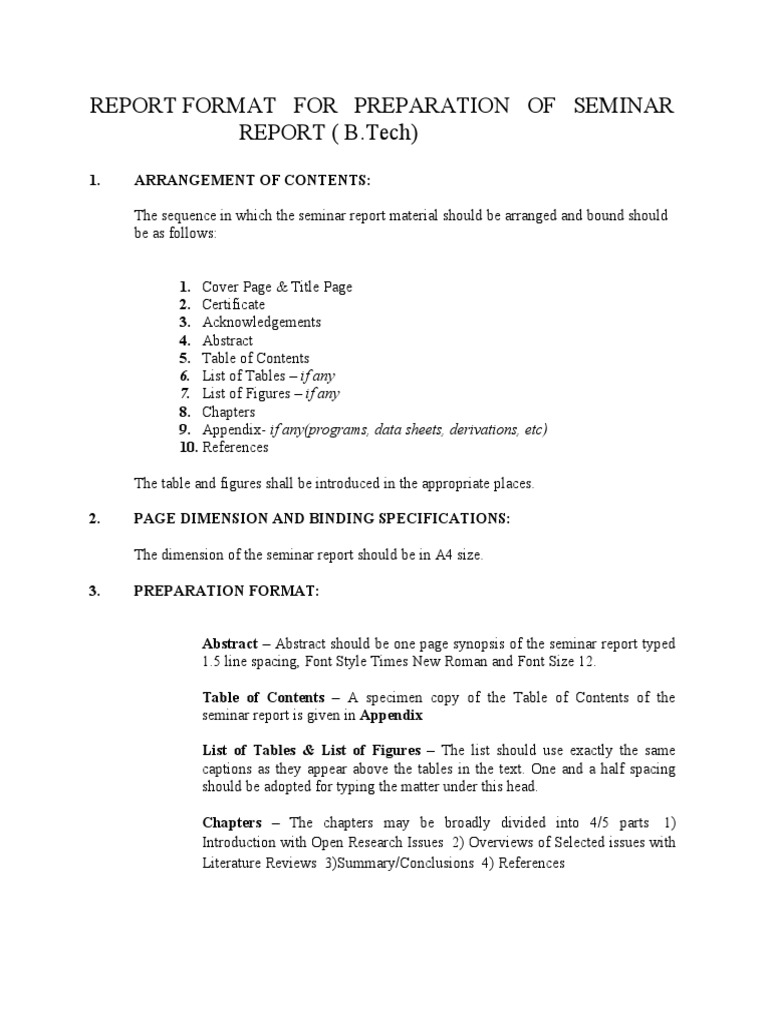 B.Tech Seminar Report Format | PDF | Computing And Information Technology | Science