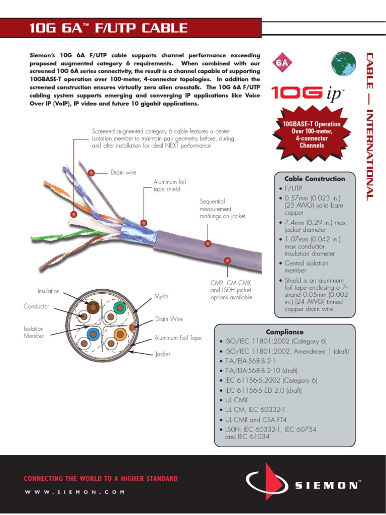 Cable 10g 6a F Utp Cable International Ss | PDF | Equipment ...