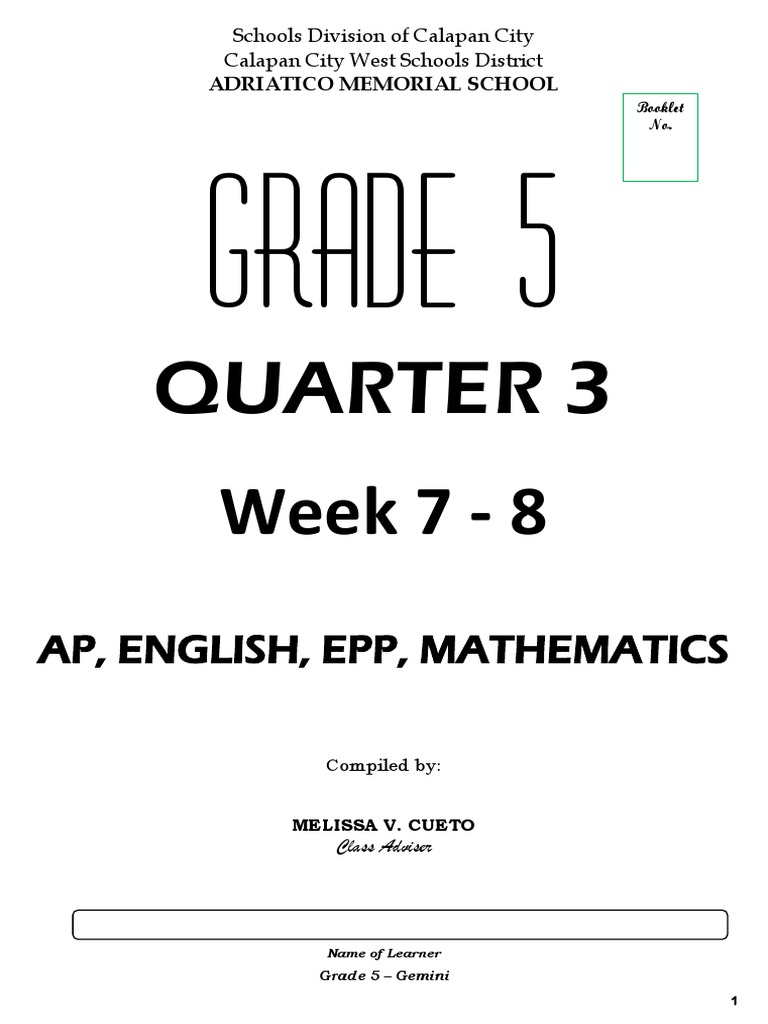 q3 Week7-8 AP - Eng.epp - Math Slmodules | PDF