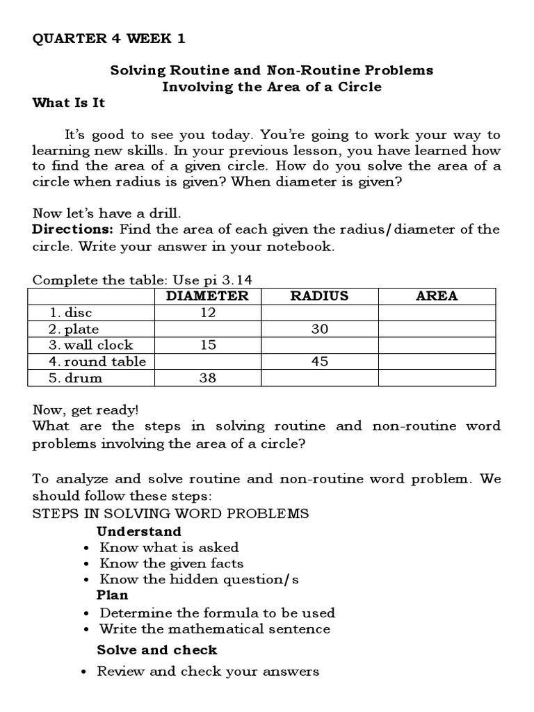 Q4 W1 Math | PDF | Area | Geometry