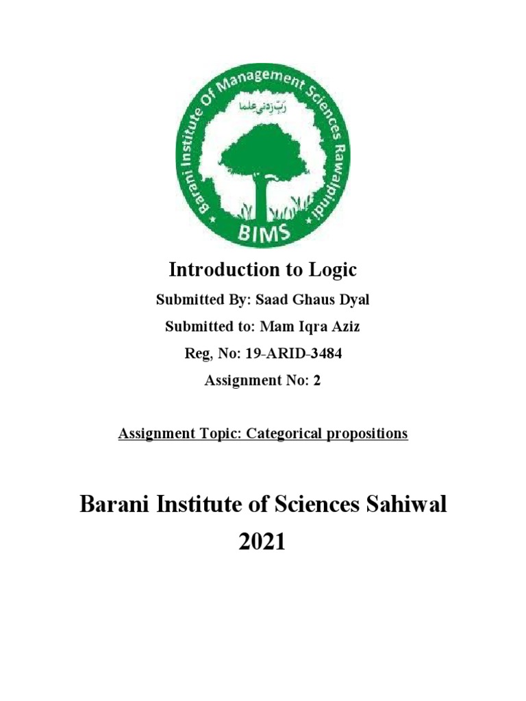 Saad Logic Asmnt 2 | PDF | Proposition | Logic