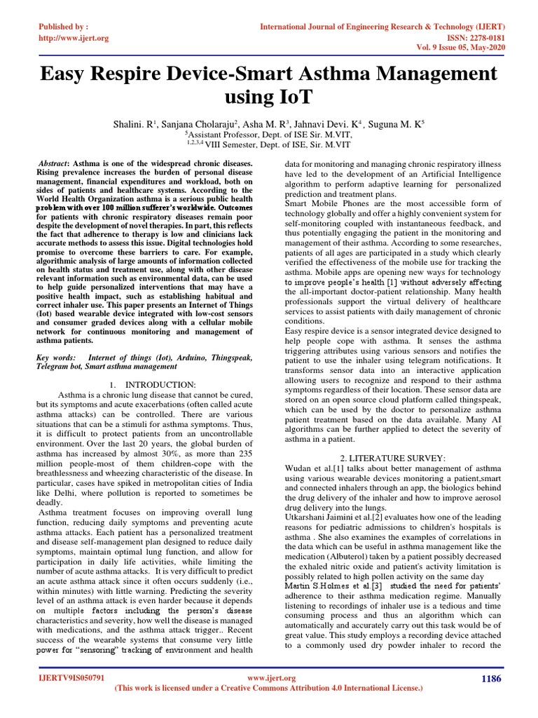 Easy Respire Device Smart Asthma Management Using Iot IJERTV9IS050791 ...