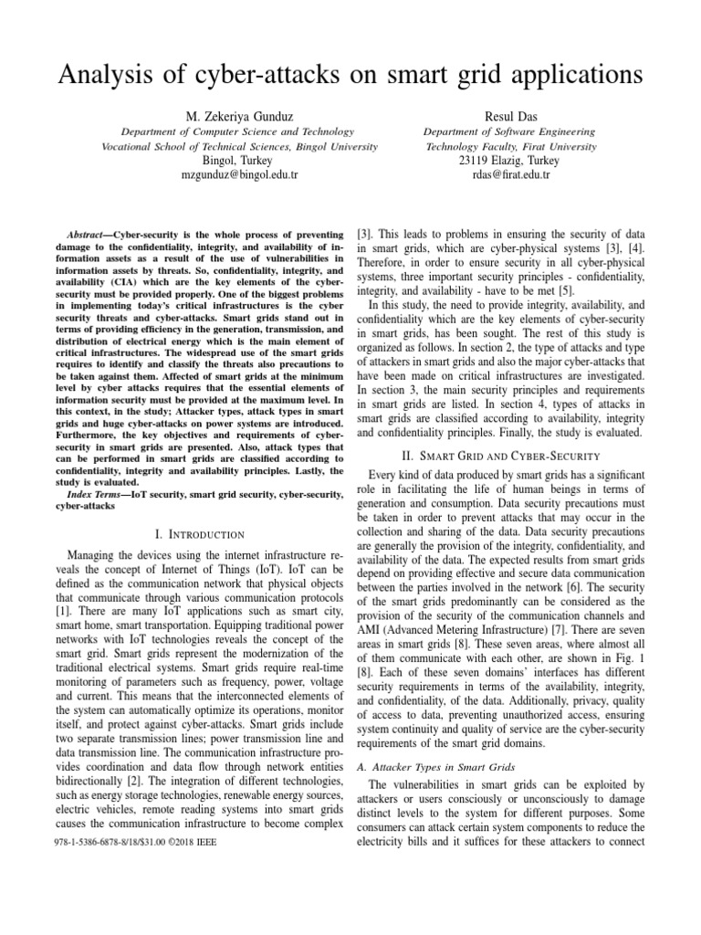Analysis of Cyber-Attacks On Smart Grid Applications: M. Zekeriya ...