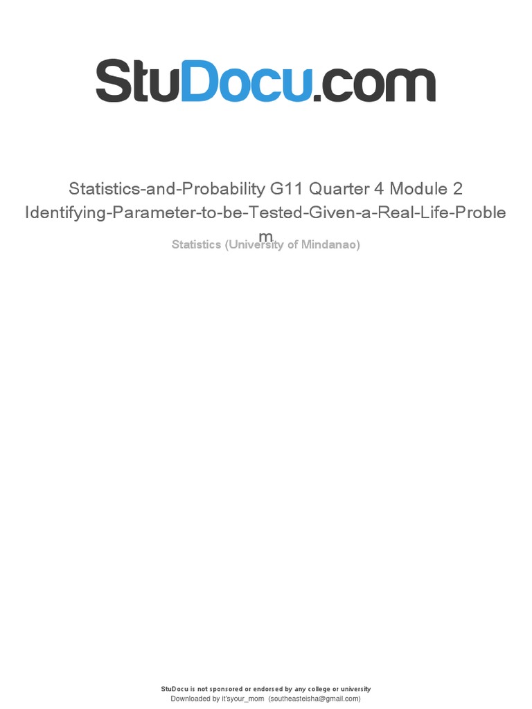 Statistics and Probability g11 Quarter 4 Module 2 Identifying Parameter ...