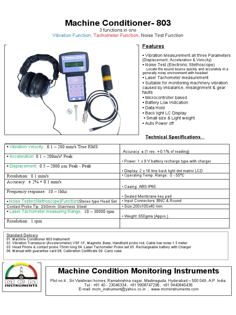 Machine Conditioner-803: Machine Condition Monitoring Instruments | PDF ...