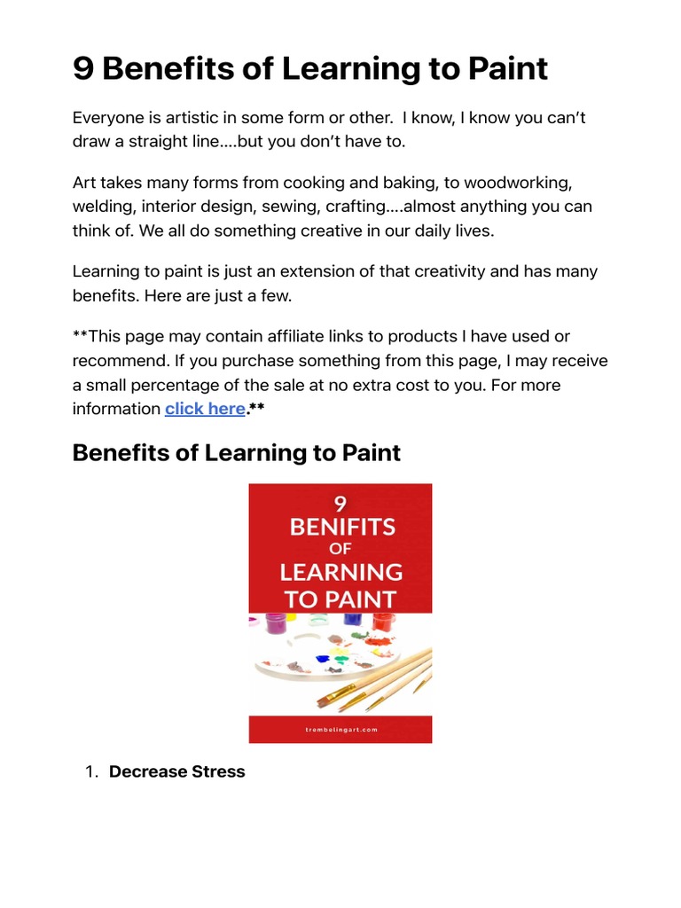 9 Benefits of Learning to Paint | PDF | Stress (Biology) | Paintings