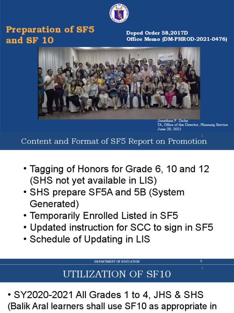 Preparation of SF5 and SF 10: Deped Order 58,2017D Office Memo (DM ...