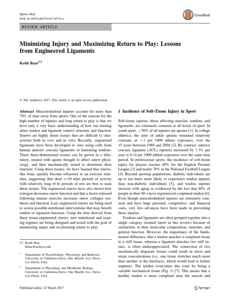 Minimizing Injury and Maximizing Return To Play Le | PDF | Tendon ...