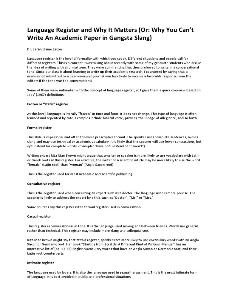 Understanding Language Registers | PDF | Anglo Saxons | English Language