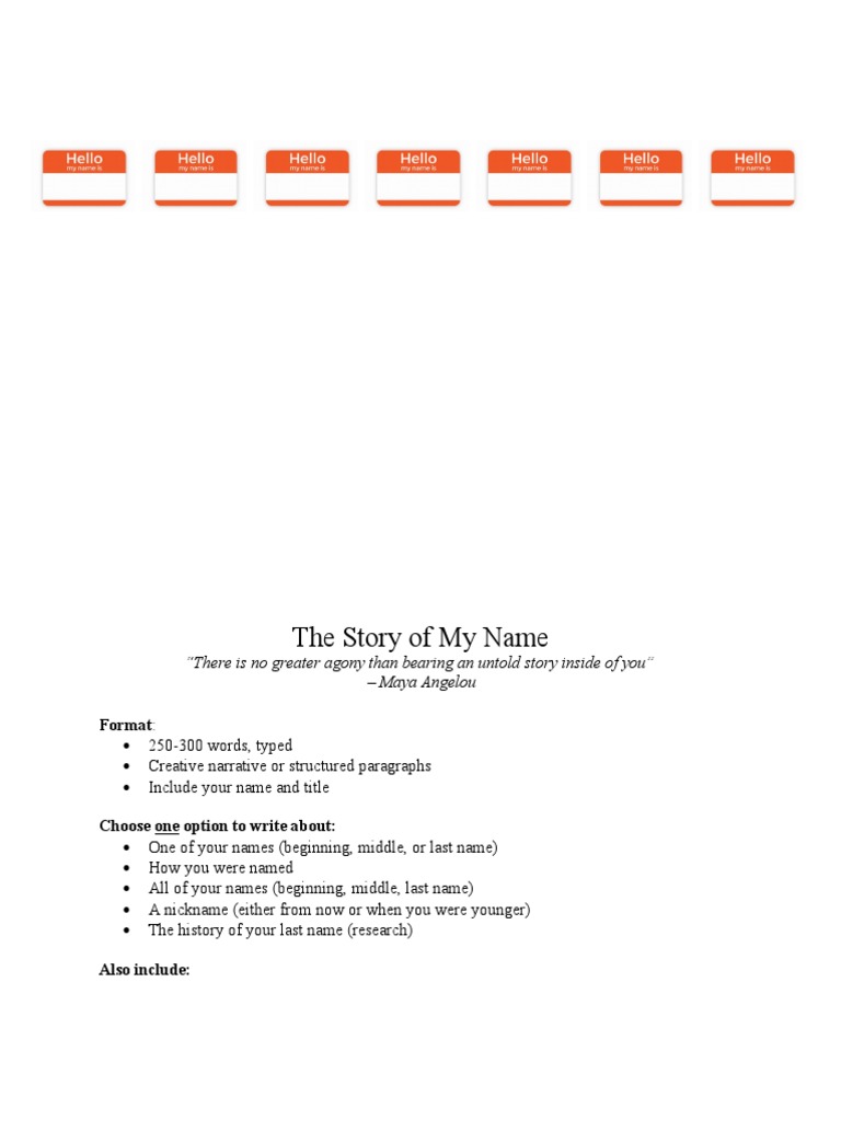 The Story of My Name: "There Is No Greater Agony Than Bearing An Untold ...