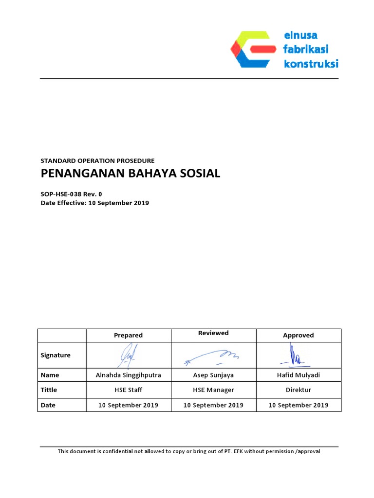 SOP-HSE-038 Penanganan Bahaya Sosial | PDF