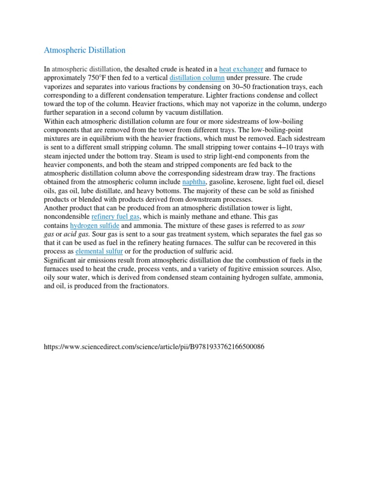 Atmospheric Distillation of Crude Oil | PDF | Distillation | Oil Refinery