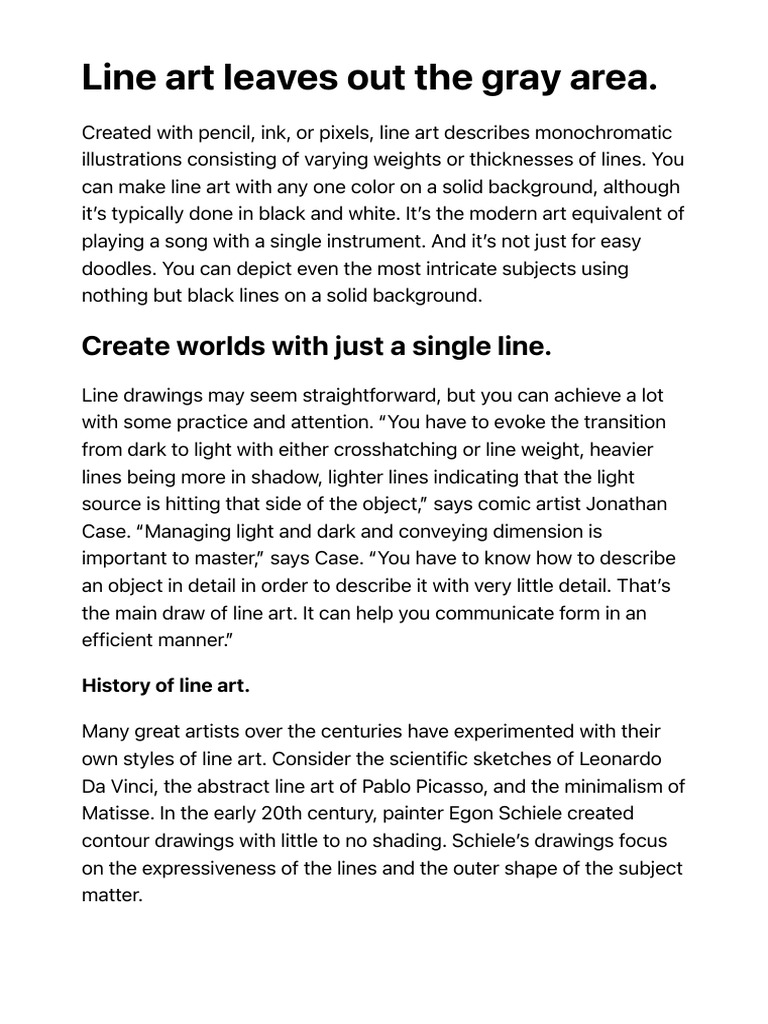 Line Art Drawing For Beginners | PDF | Drawing | Vision