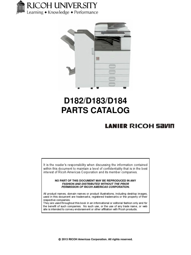 Ricoh D182/D183/D184 Parts Catalog | PDF | Manufactured Goods | Machines
