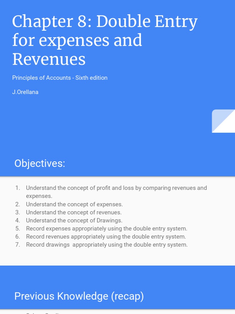 Chapter 8 Double Entry For Expenses and Revenues | PDF