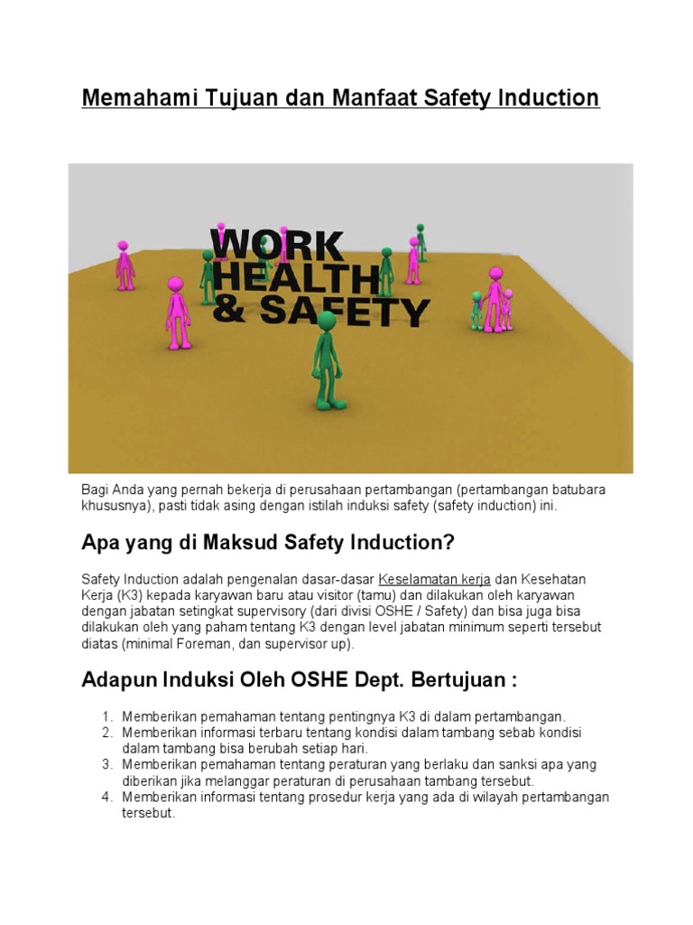 Memahami Tujuan Dan Manfaat Safety Induction | PDF | Bisnis | Komputer