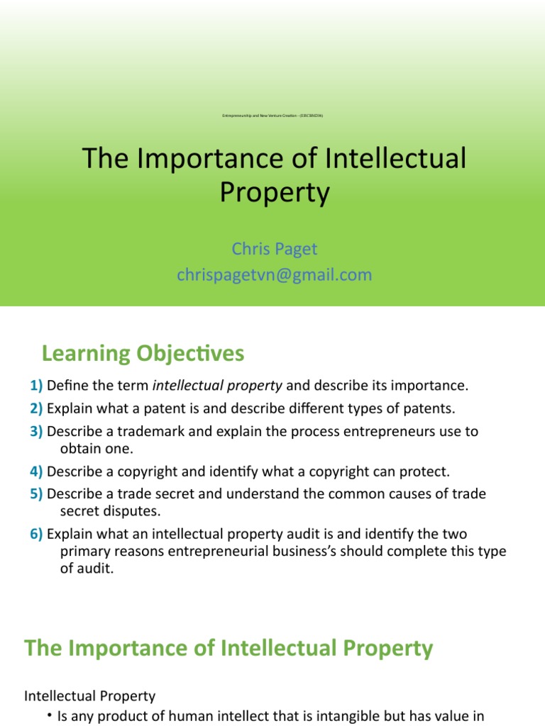 7 The Importance of Intellectual Property | PDF | Trade Secret | Patent