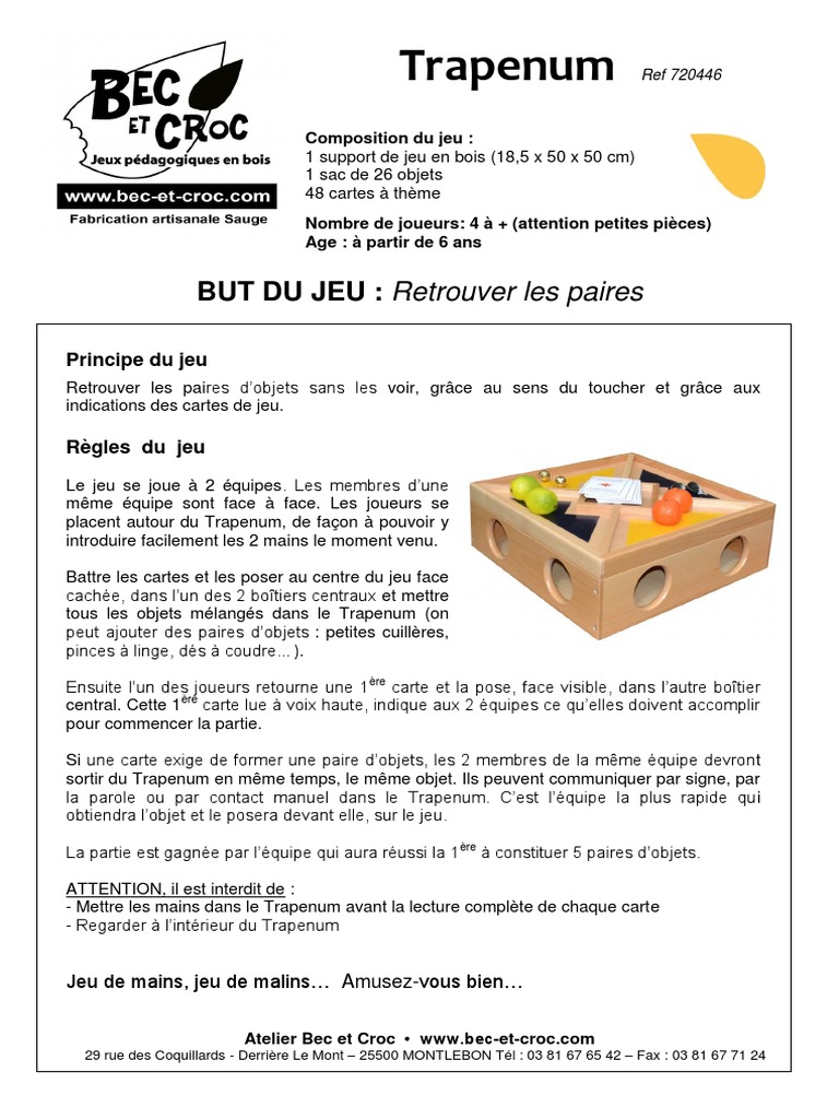 Règles du jeu Trapenum à imprimer | PDF