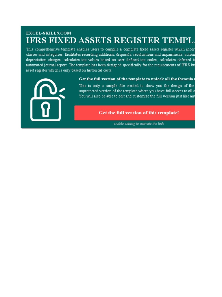 Fixed Asset Register Sample | PDF | Book Value | Depreciation