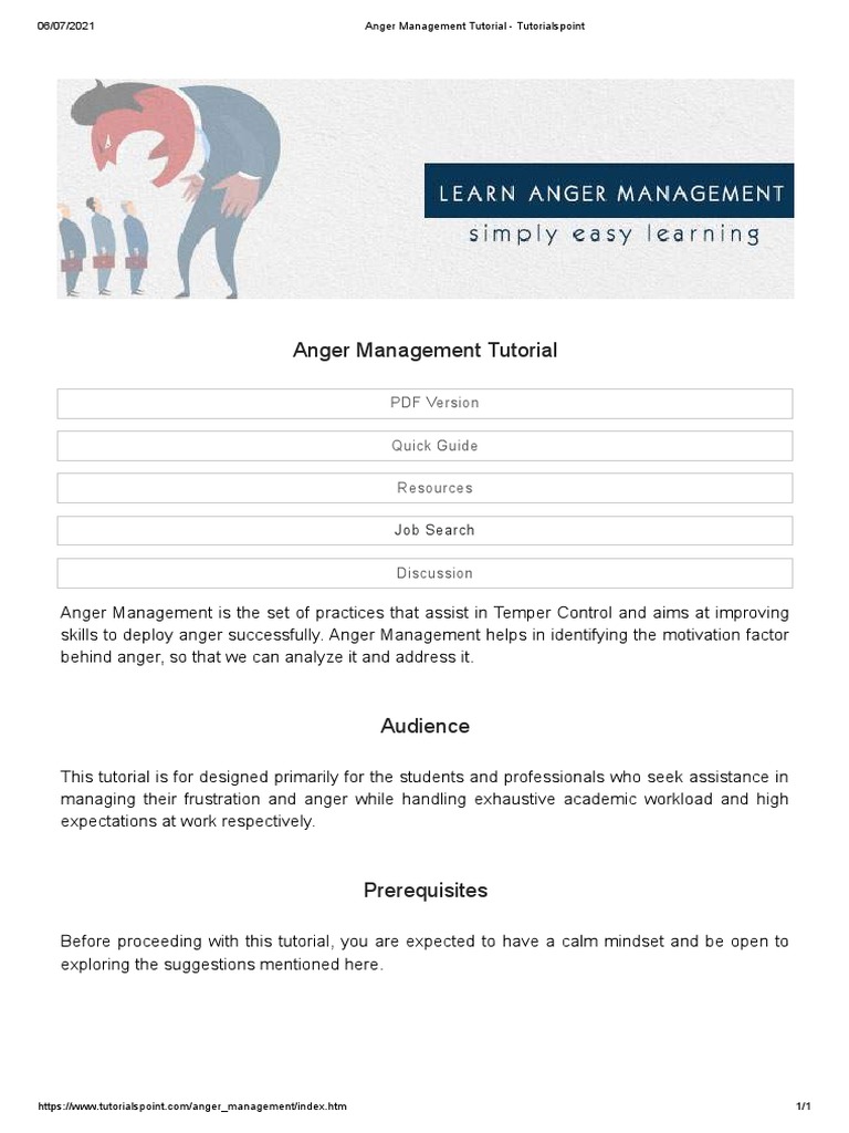 Anger Management Tutorial - Tutorialspoint | PDF